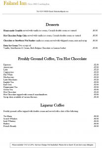 Menus – The Failand Inn