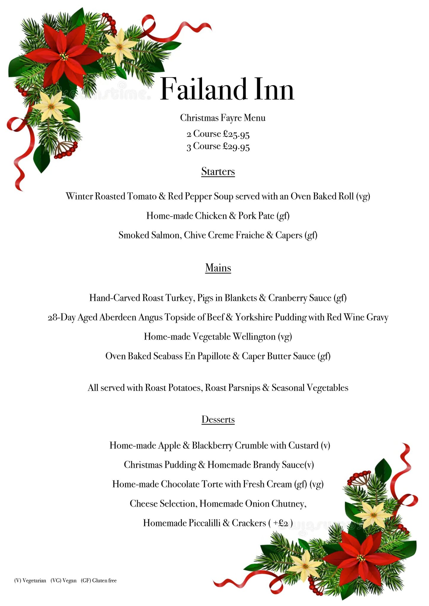 Menus – The Failand Inn